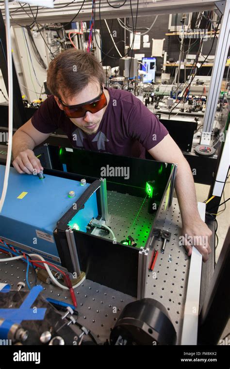 experimental setup in a laser laboratory at the institute for