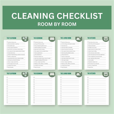 Room Cleaning Checklist Printable Cleaning Schedule Etsy