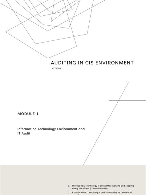 M1 Auditing In Cis Environment Pdf Audit Financial Audit