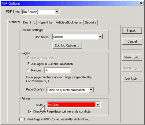 demonstration of pagemaker s export… adobe pdf…