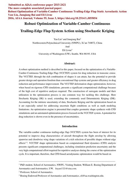 Pdf Robust Optimization Of Variable Camber Continuous Trailing Edge Flap Static Aeroelastic Action