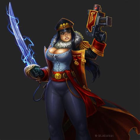 Rule 34 1girls Astra Militarum Blazan Bolter Brown Eyes Cleavage Commissar Commissar Soboleva
