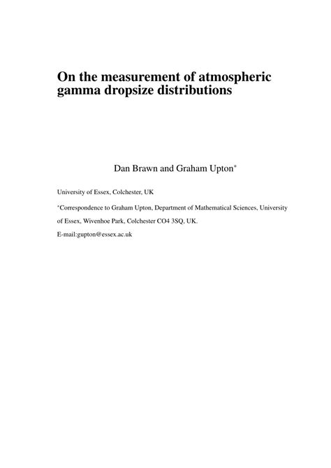 Pdf On The Measurement Of Atmospheric Gamma Drop Size Distributions