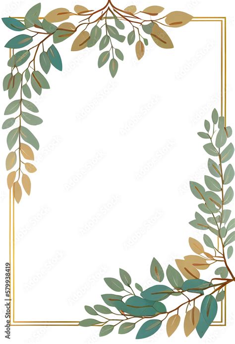 Elegant Leafy Green Decorative Rectangular Frame Of Verdant Leaves For