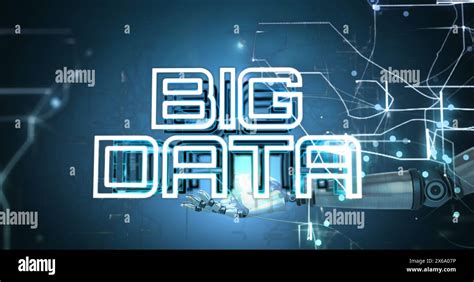 Image Of Big Data Text And Connected Dots With Cropped Robotic Hand In
