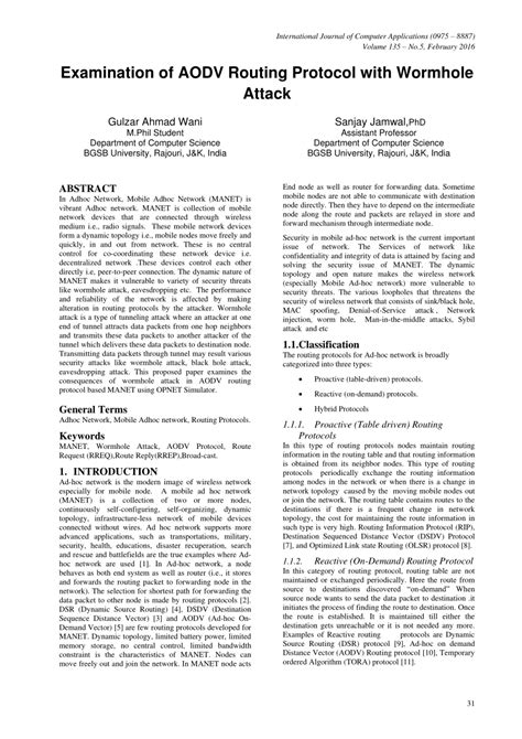 pdf examination of aodv routing protocol with wormhole attack
