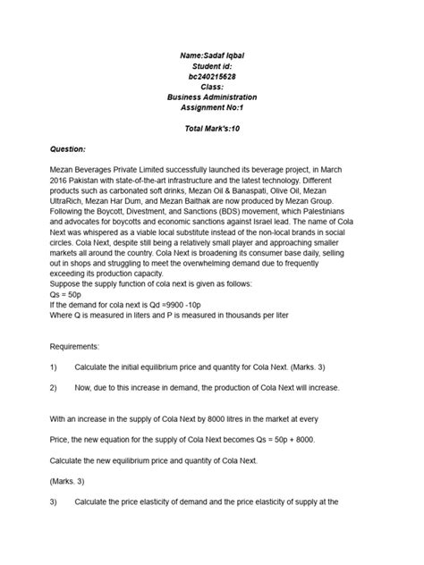 fall 2024 eco401 1 bc240215628 pdf demand elasticity
