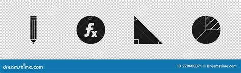 Set Function Mathematical Symbol Geometric Figure Cube Office Folders Computer Monitor With