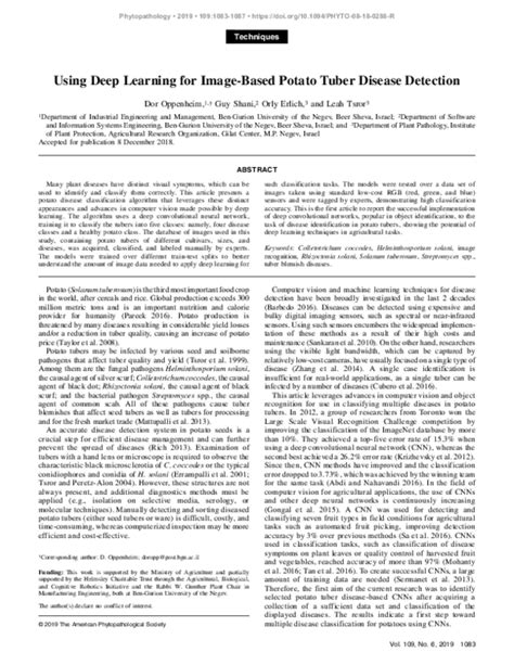 Pdf Using Deep Learning For Image Based Potato Tuber Disease Detection