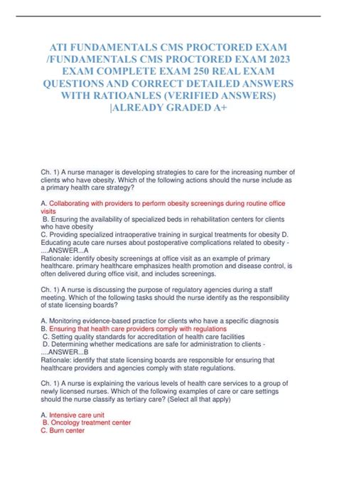 Ati Fundamentals Cms Proctored Exam Fundamentals Cms Proctored Exam 2023 Exam Complete Exam 250