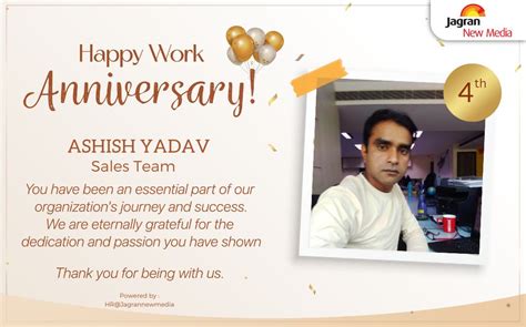 Jagran New Media On Linkedin Dear Ashish Congratulations On Completing 4 Years With Us Thank You