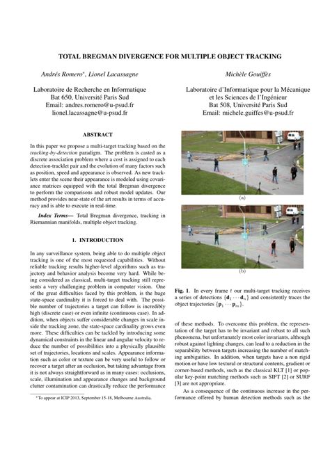 Pdf Total Bregman Divergence For Multiple Object Tracking