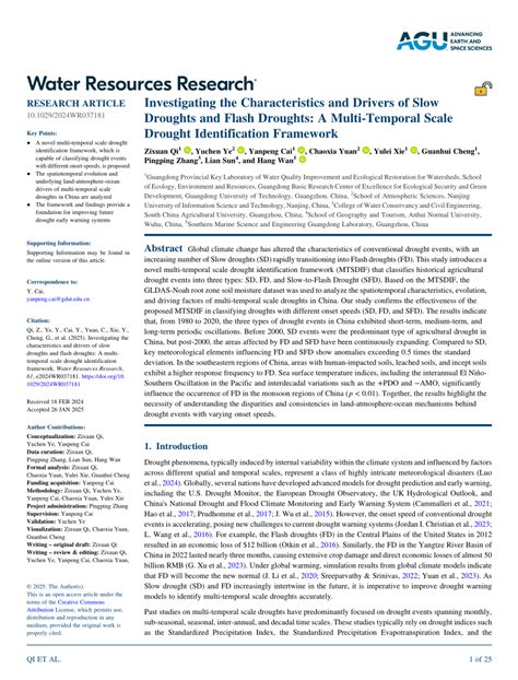 Pdf Investigating The Characteristics And Drivers Of Slow Droughts And Flash Droughts A Multi