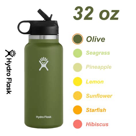 Hydro Flask 32oz Wide Mouth 2 0 Water Bottle Straw Lid Multiple