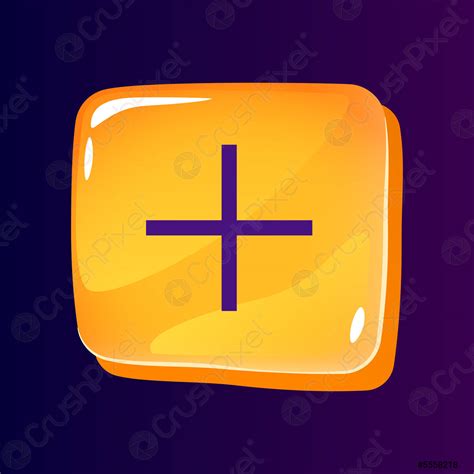 Plus Glossy Ui Button With Pixelated Color Icon Stock Vector 5558218