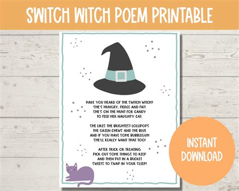 Switch Witch Printable Last Minute Halloween Etsy
