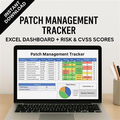 Patch Management Tracker Excel Dashboard Risk CVSS Scores IT Compliance Sheet Overdue