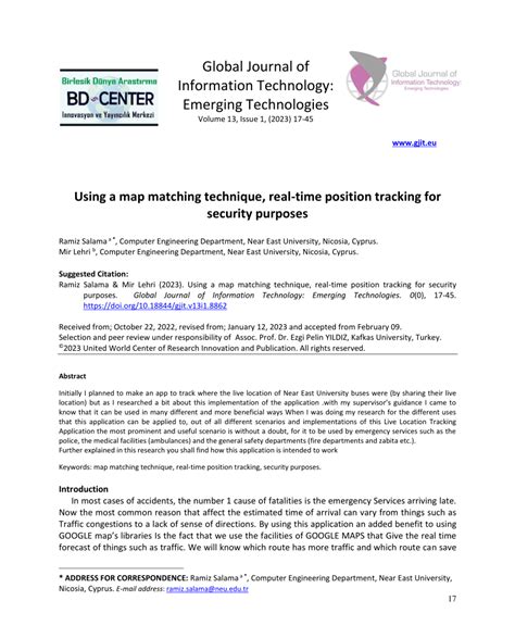 Pdf Using A Map Matching Technique Real Time Position Tracking For