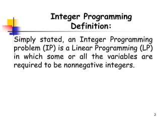 PENGANTAR METODE INTEGER PROGRAMMING Ppt PPT