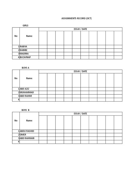 Assignment Record Pdf