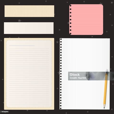 노트북 종이 찢어진 화려한 빈 줄이 그어진된 노트 텍스트 별 패턴으로 검은색에 붙어 제거 합니다 벡터 일러스트입니다 0명에 대한