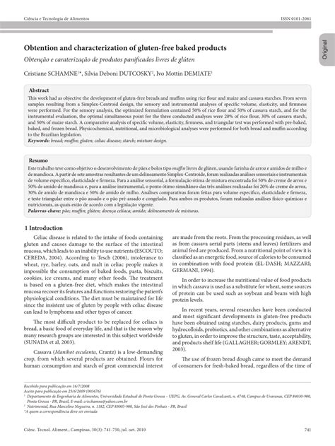 Pdf Obtention And Characterization Of Gluten Free Baked Products