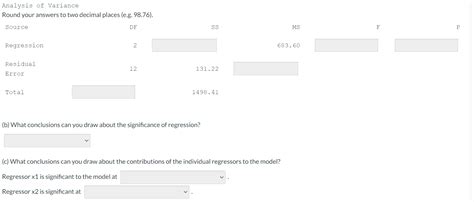 Solved Consider The Following Computer Output A Fill In
