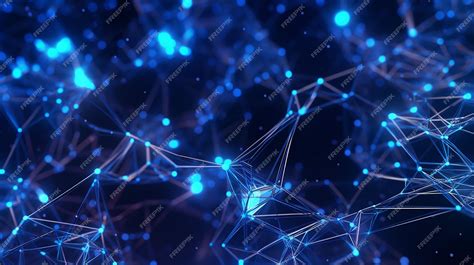 Premium Vector Luminous Blue Network Connection With Sparkling Dots