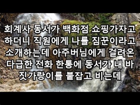 실화사연 회계사 동서가 백화점 쇼핑가자고 하더니 직원에게 나를 짐꾼이라고 소개하는데 아주버님에게 걸려온 다급한 전화 한통에