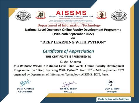 Prushal Technology Pvt Ltd On Linkedin Certificate