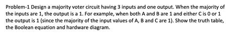 Solved Problem 1 Design A Majority Voter Circuit Having 3 Chegg Com