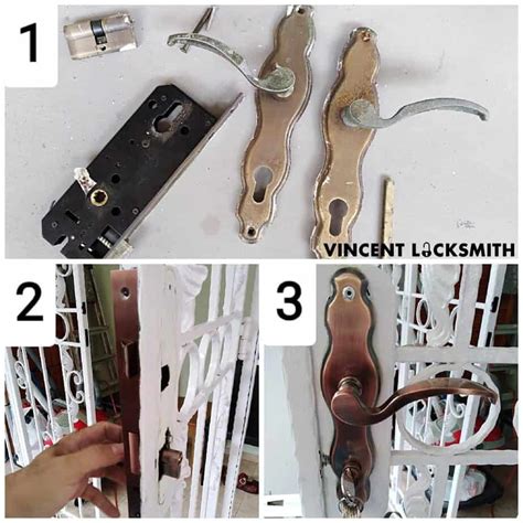 Changing Metal Gate Lockset Vincent Locksmith Singapore