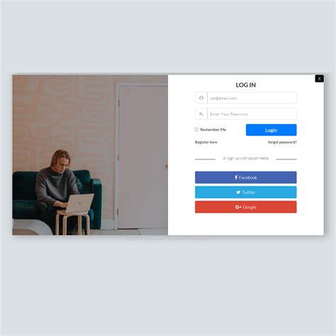 Html5 Responsive Login Form Template With Modal Layout
