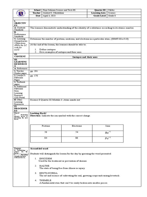 Lesson Plan Isotopes Day 7 Pdf Isotope Neutron