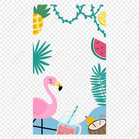 여름 일러스트 열대 잎 인스 타 그램 이야기 빈 과일휴일계절 Png 일러스트 무료 다운로드 Lovepik