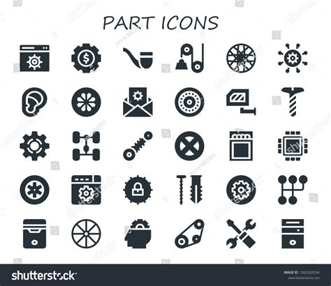 Part Icon Set 30 Filled Part Stock Vector Royalty Free 1265320534
