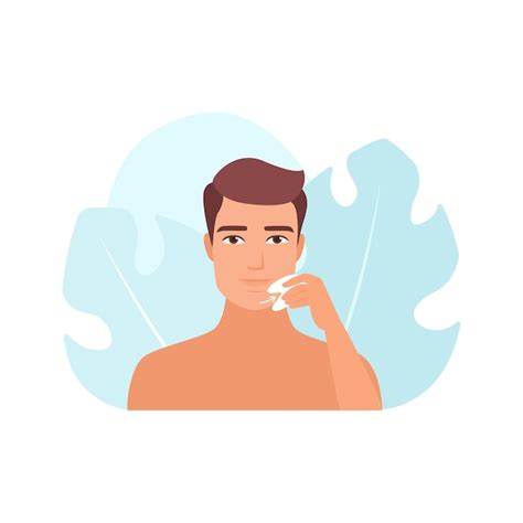 Premium Vector Man Massaging Skin Of Chin Towards Cheek Holding Gua