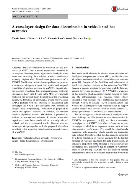 A Cross Layer Design For Data Dissemination In Vehicular Ad Hoc