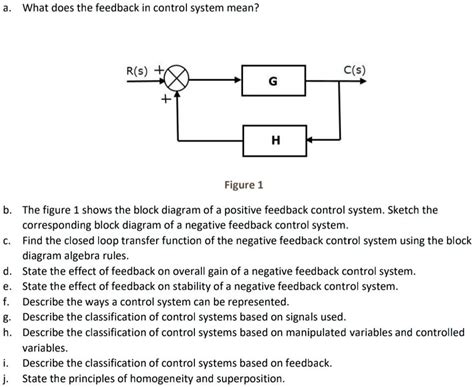 Get Answer A What Does The Feedback In Control System Mean Rs