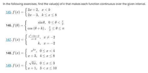 Solved In The Following Exercises Find The Value S Of K Chegg