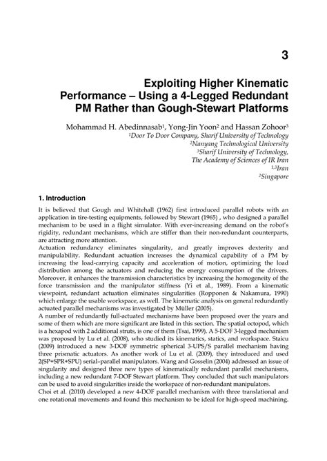 pdf exploiting higher kinematic performance using a 4 legged
