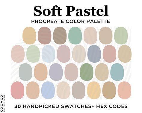 Soft Pastel Color Palette Summer Pastel Procreate Palette Feminine Aesthetic Procreate