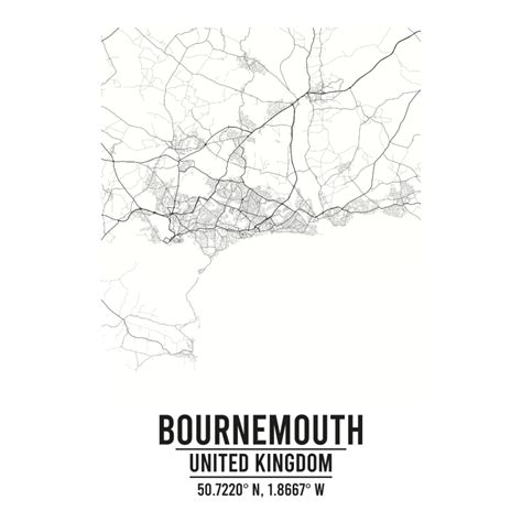Bournemouth United Kingdom A3 Map Print Retro Progression