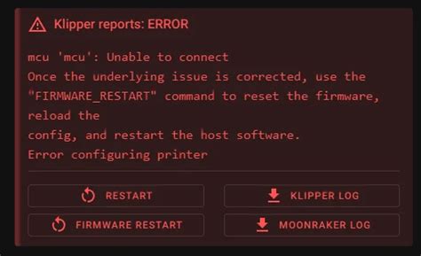 unable to connect mcu after flashed printer r klippers