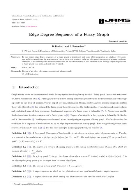 Pdf Edge Degree Sequence Of A Fuzzy Graph