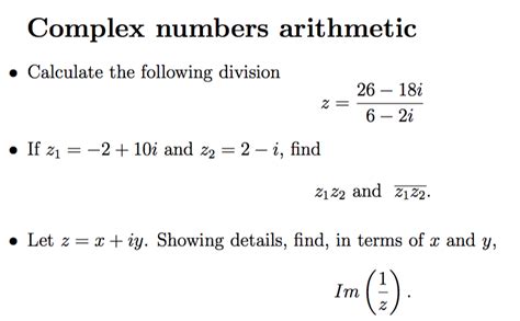 Solved Complex Numbers Arithmetic Calculate The Following Chegg