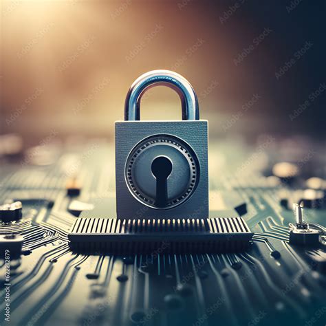 Cybersecurity Concept Showing A Padlock On Top Of A Microchip Board