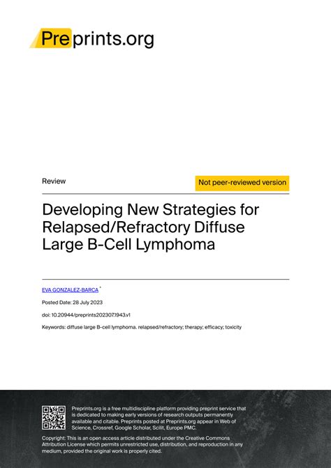 Pdf Developing New Strategies For Relapsedrefractory Diffuse Large B