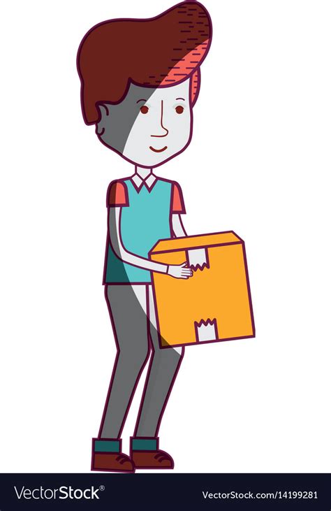 Delivery Man With Package Box Distribution Vector Image