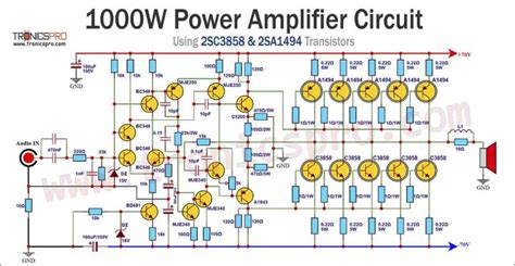 1000w Amplifier Circuit Using C3858 And A1494 Tronicspro